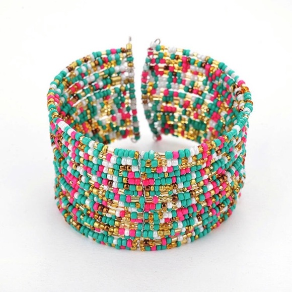 Jewelry | Boho Multi Colored Seed Bead Cuff Bracelet | Poshmark
